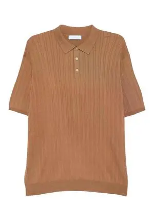 DIKTAT Ribbed-knit Polo Shirt - Brown