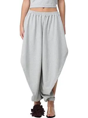 Alaïa Alaia Wide-leg Jogging Trousers In Cotton Blend With Cut-outs - Gray