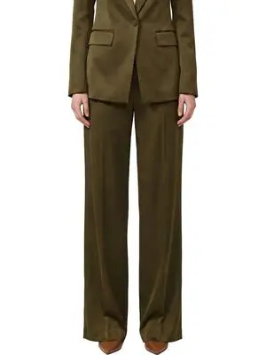 Max Mara Wide-leg Palazzo Trousers In Criªpe With Mid-rise Waist - Green