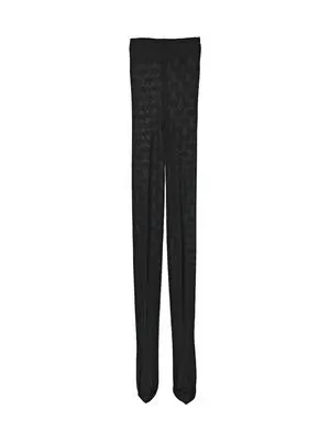Gucci All-over Gg Monogram Tights In A Stretch Cotton Blend - Black