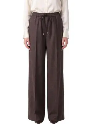 Max Mara Max Mara Women Max Mara High-Waisted Shetland Wool Wide-Leg Palazzo Trousers Gray