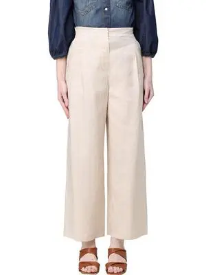 Max Mara Cropped Linen Palazzo Trousers - Brown