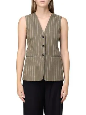 Max Mara Max Mara Women Max Mara Pinstriped Wool Blend Slim Fit Waistcoat Cream