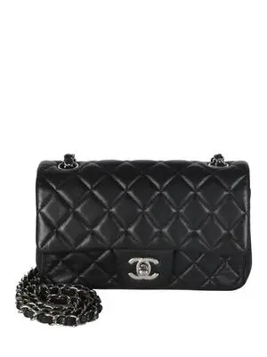 CHANEL Black Quilted Lambskin Mini Rectangular Flap Bag