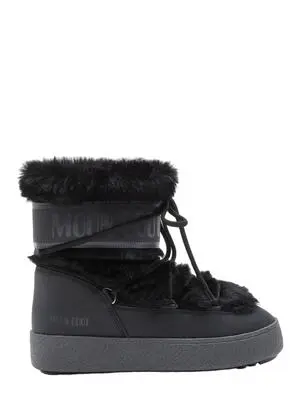 Moon Boot Ltrack Low Faux Fur Snow Boots With Logo Print - Black