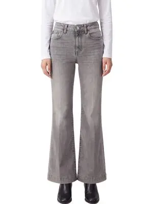 JACOB COHЁN High-waisted Flare Jeans In Cotton Denim - Black