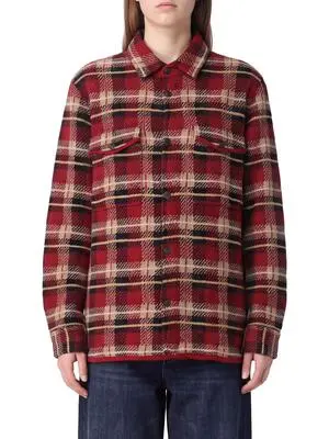 Guest In Residence Check 100% Cashmere Shirt With Classic Collar Red