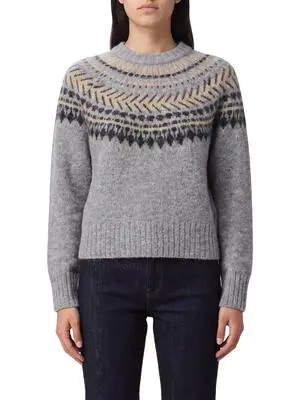 Barbour Ethnic Pattern Alpaca Blend Crewneck Jumper With Long Sleeves - Grey