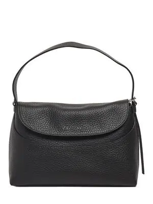 Orciani Nana Hammered Leather Shoulder Bag With Adjustable Handle - Black