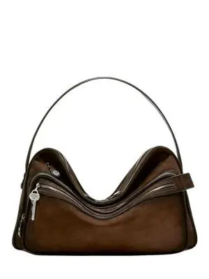 Acne Studios Camero Suede Shoulder Bag With Asymmetrical Design - Brown