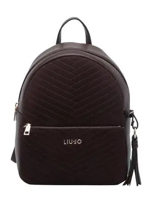 Liu Jo Faux Leather Backpack With Chevron Pattern And Adjustable Straps Red