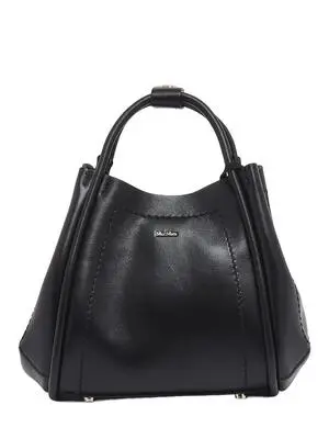 Max Mara Marins Mini Smooth Leather Tote Bag With Double Handle - Black