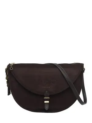 Liu Jo Suede-effect Faux Leather Half-moon Bag With Flap Closure Camel