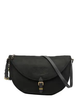 Liu Jo Suede-effect Faux Leather Half-moon Bag With Flap Closure Green