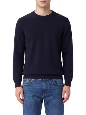 Premiata Crewneck Jumper In Pure Merino Wool With Ribbed Trims - Blue