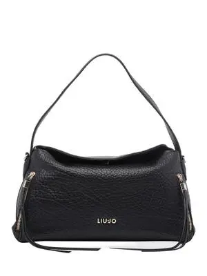Liu Jo Grained Faux Leather Hobo Bag With Handle And Removable Strap Black