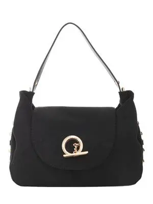Liu Jo Suede-effect Synthetic Leather Shoulder Bag With Flap And Impressed Logo - Black