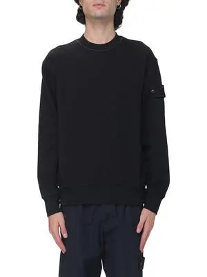 Stone Island Wool And Cotton-blend Crewneck Jumper With Compass Logo Patch Black