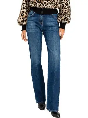 TWINSET High-waisted Straight Jeans In Stretch Cotton - Denim
