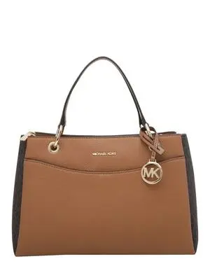 Michael Kors May Monogram Canvas And Leather Handbag With Removable Strap - Brown