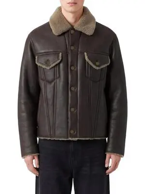 MAISON MARGIELA Lambskin Leather Jacket With Fur Collar And Four Stitches Logo - Brown