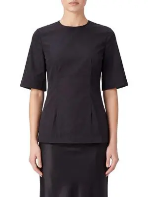 TOTEME Slim Fit Short-sleeved Cotton Crew-neck Top - Black