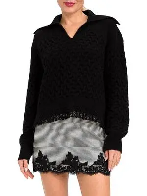 TWINSET Wool-blend V-neck Jumper With Long Sleeves - Black
