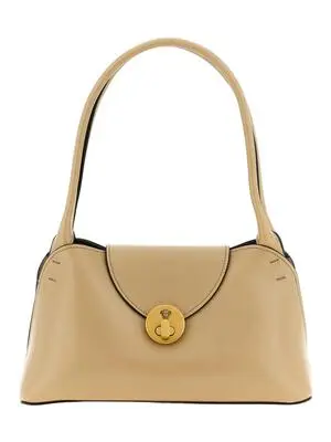Versace Vivian Calfskin Leather Shoulder Bag With Medusa Logo Beige