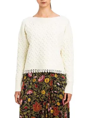 TWINSET Long-sleeved Crew-neck Jumper In Comfortable Wool-blend - White