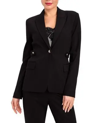 TWINSET Single-breasted Cropped Blazer In Viscose Blend - Black