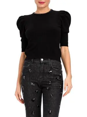 TWINSET Wool Blend Jumper With Puff Sleeves And Studs - Black