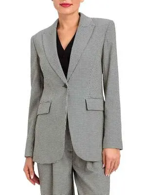 TWINSET Single-breasted Cropped Blazer In A Houndstooth Pattern - White