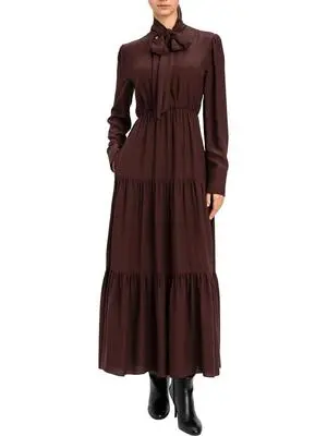 TWINSET A-line Long Dress In Viscose With Scarf Neck