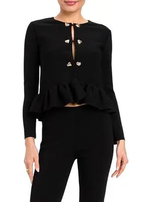 TWINSET Long-sleeved Cardigan In Viscose Blend With Heart Buttons - Black