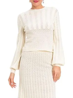 TWINSET Open-knit Crewneck Jumper In Viscose Blend - Pearl