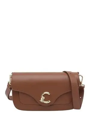 COCCINELLE C-me Pebbled Leather Crossbody Bag With Flap - Brown