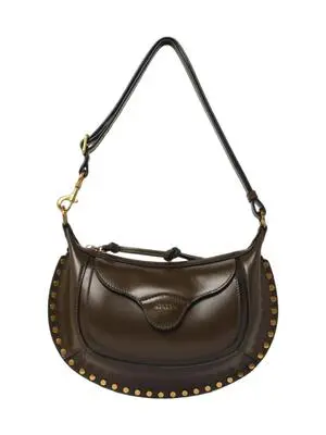 Isabel Marant Étoile Oskan Moon Smooth Leather Crossbody Bag With Studs Green