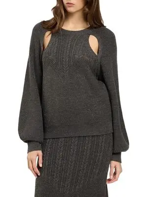 TWINSET Crewneck Sweater In A Wool Blend With Cut-out Shoulders
