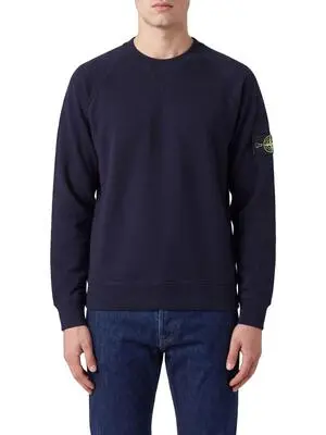 Stone Island Compass Logo Wool Blend Crewneck Jumper - Blue