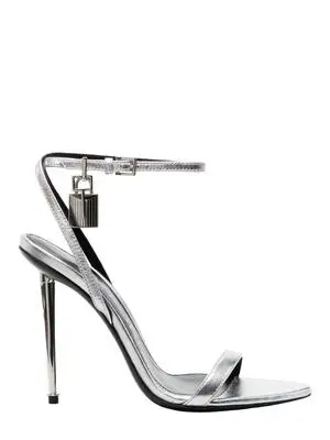 TOM FORD Padlock High-heel Laminated Nappa Sandals - Silver