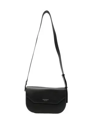 Emporio Armani 1981 Small Bovine Leather Crossbody Bag With Flap Closure Black