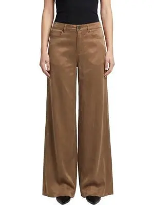 Pinko Porta Viscose Blend Flared Trousers With Love Birds Logo - Brown