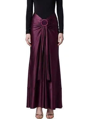 Rabanne Pencil Midi Skirt In Draped Jersey With High Waist - Violet