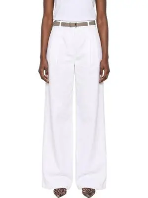 Dolce & Gabbana High-waisted Pleated Wide-leg Denim Jeans - White