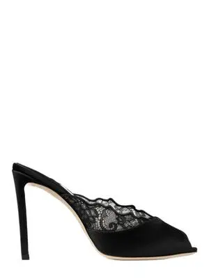 JIMMY CHOO Brigitte Embroidered Lace And Satin Mules With High Stiletto Heel Black