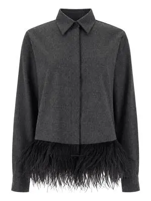 Fabiana Filippi Camicia Con Dettaglio In Piume - Grey