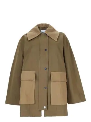 GANNI Giacca In Tela Di Cotone - Green