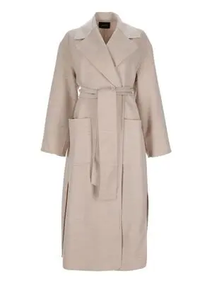 Fabiana Filippi Cappotto In Lana Con Cintura - Beige