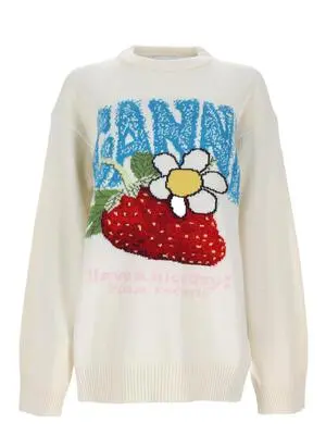 GANNI Maglia Con Logo - Ivory