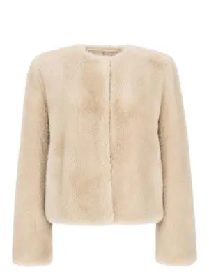 Max Mara Giacca "palchi" In Ecopelliccia - Beige